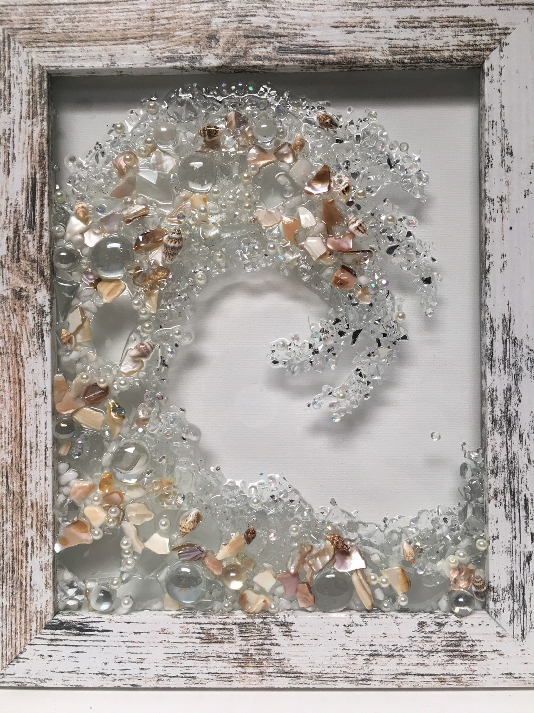 Crystal Ocean Wave Window/rustic Beach Wall Hanging/resin Wave Window ...