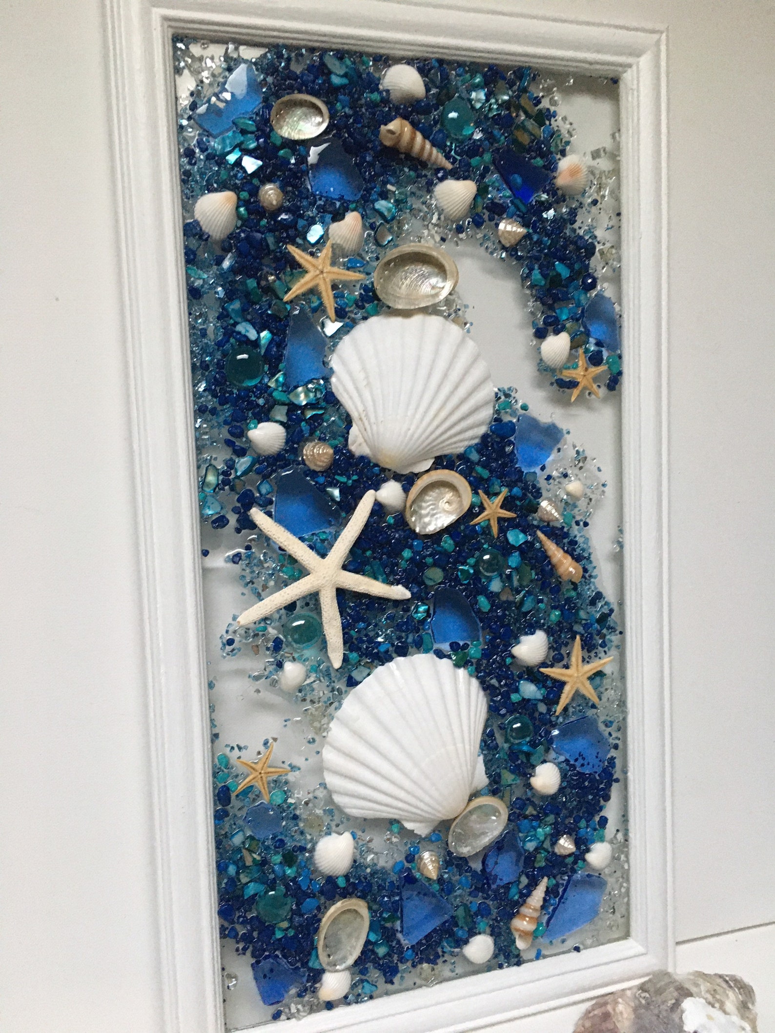 Ocean Blue Wall Art/ocean Seashell Window/seashell Decor/beach - Etsy