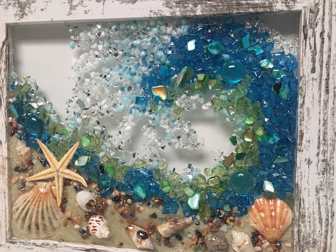 Ocean Wave/ocean Wave Window/rustic Beach Wall Hanging/coastal Seaglass ...