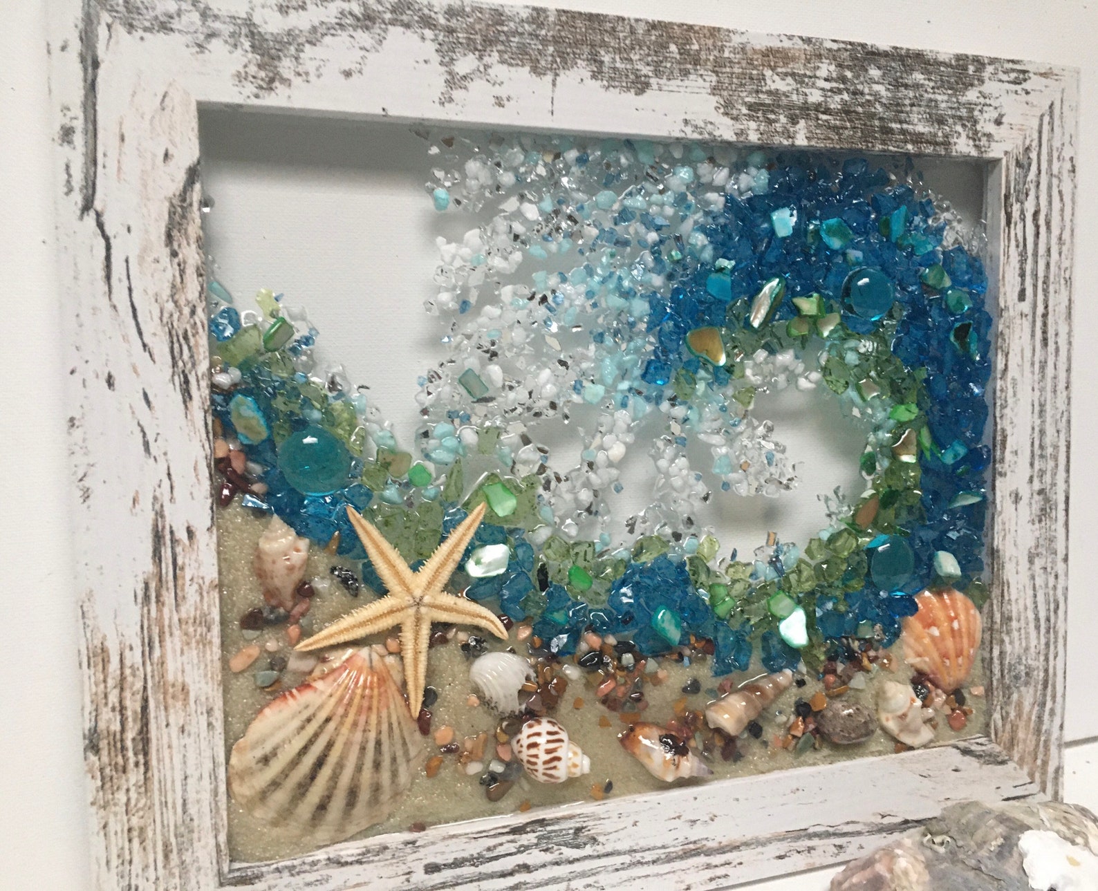Ocean Wave/ocean Wave Window/rustic Beach Wall Hanging/coastal Seaglass ...