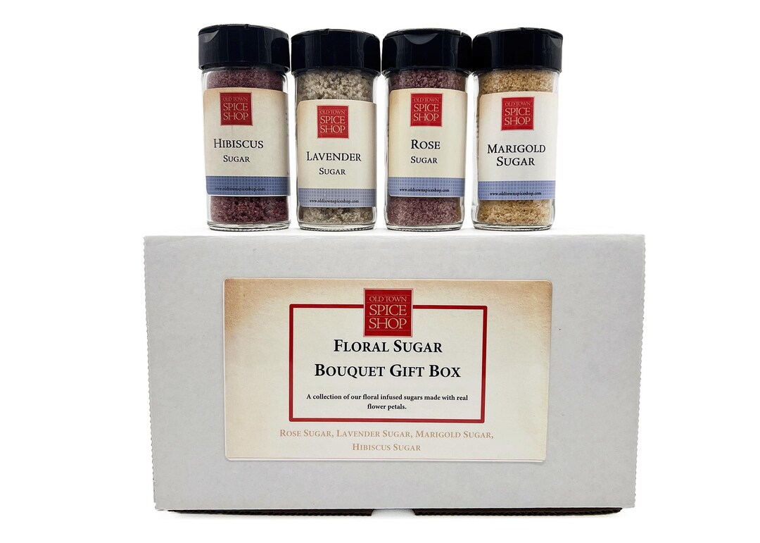 Floral Sugar Gift Box: Rose, Lavender, Marigold, Hibiscus - Etsy