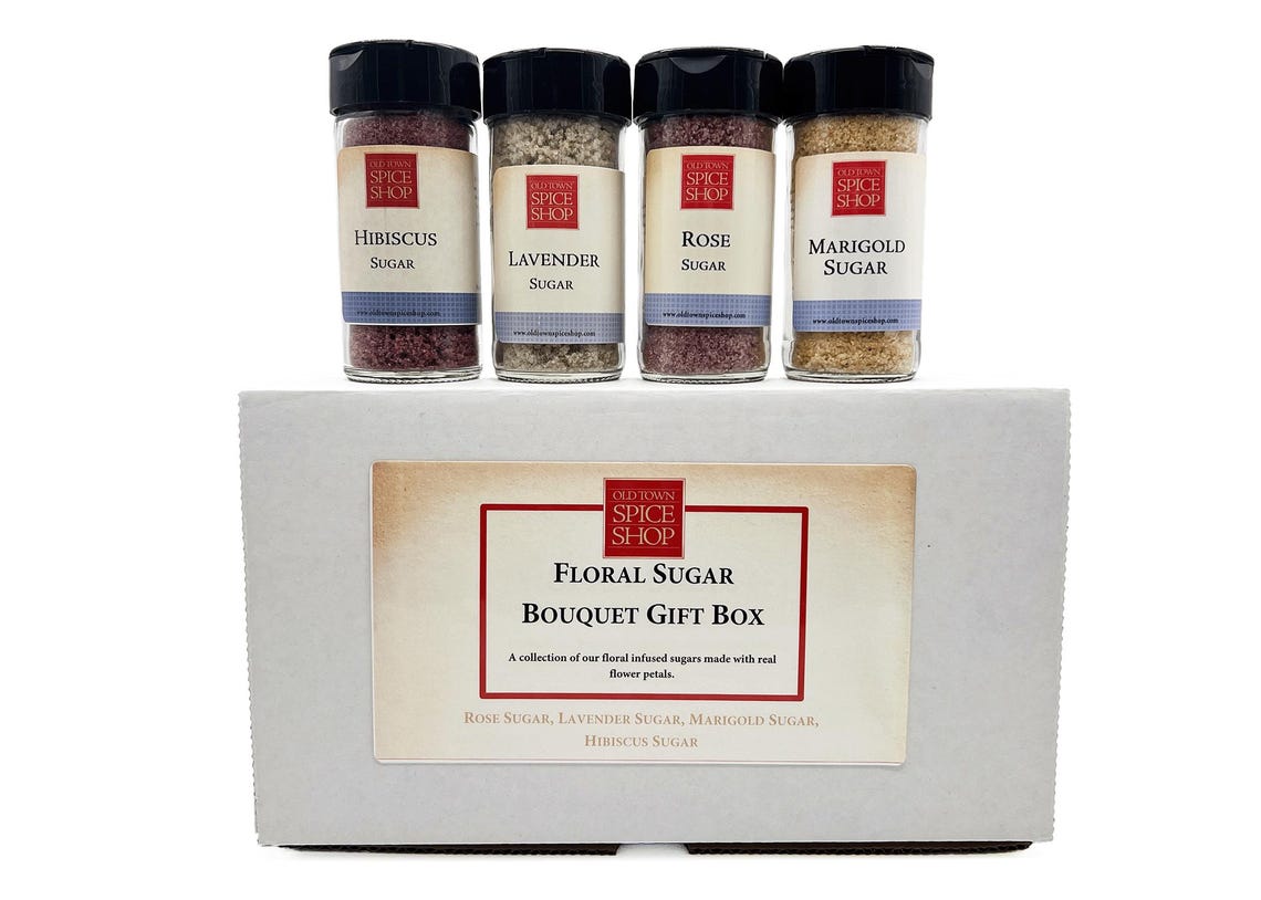 Floral Sugar Gift Box: Rose, Lavender, Marigold, Hibiscus - Etsy