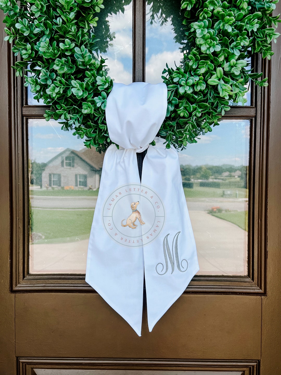Monogram Wreath Sash | Custom Wreath Sash | Wedding Wreath Sash | Bridal Shower Wreath Sash ...