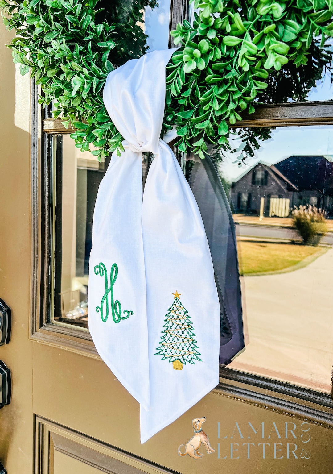 Christmas Wreath Sash Christmas Tree Wreath Sash Personalized Wreath ...