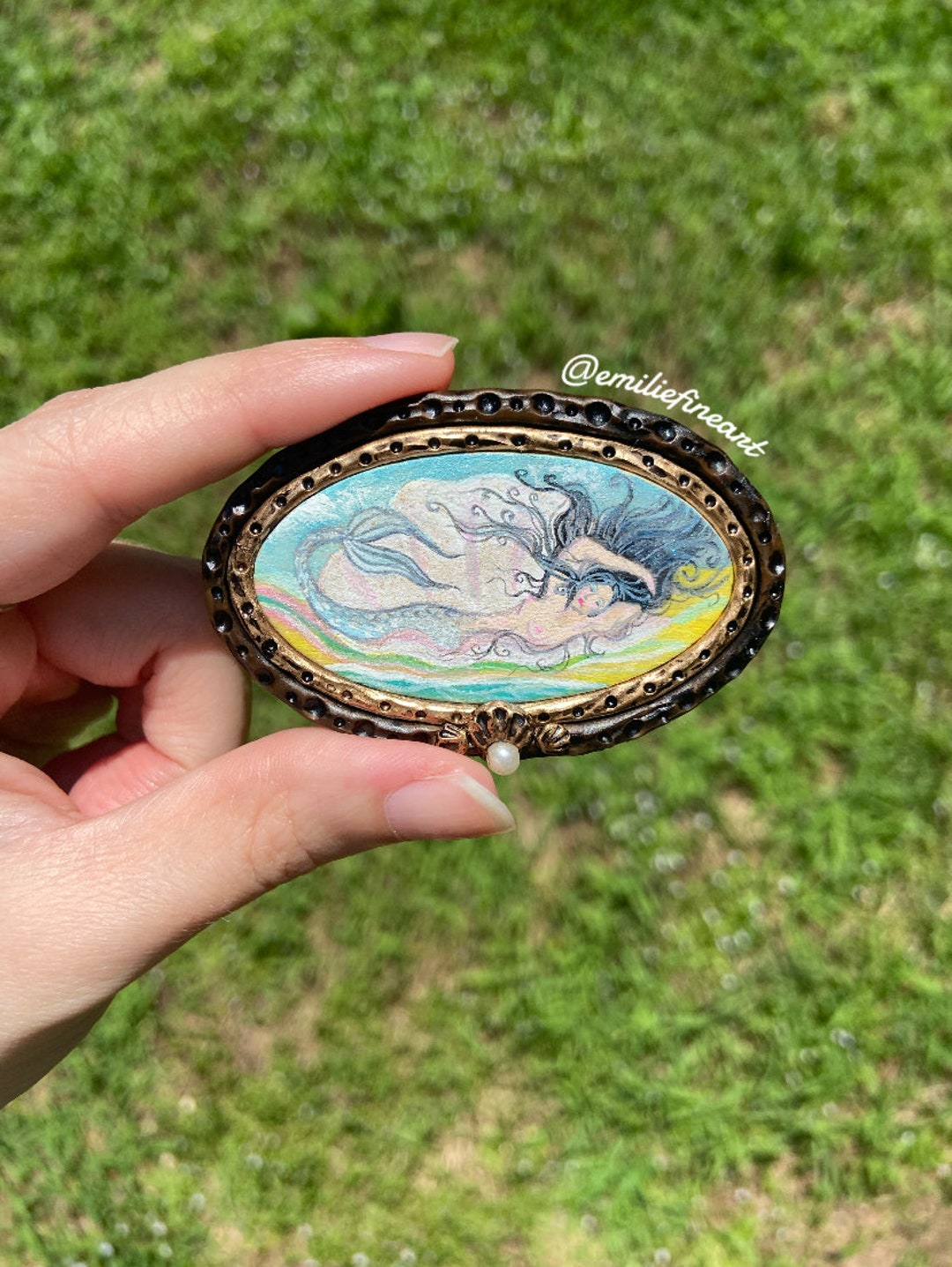 1:12th Scale Miniature Original Mermaid on Clam Shell Painting - Etsy