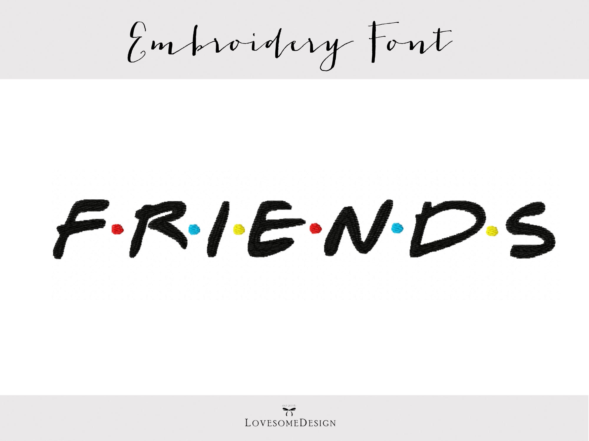 Friends 1inch Embroidery Font Modern Handwritten Font Cute | Etsy