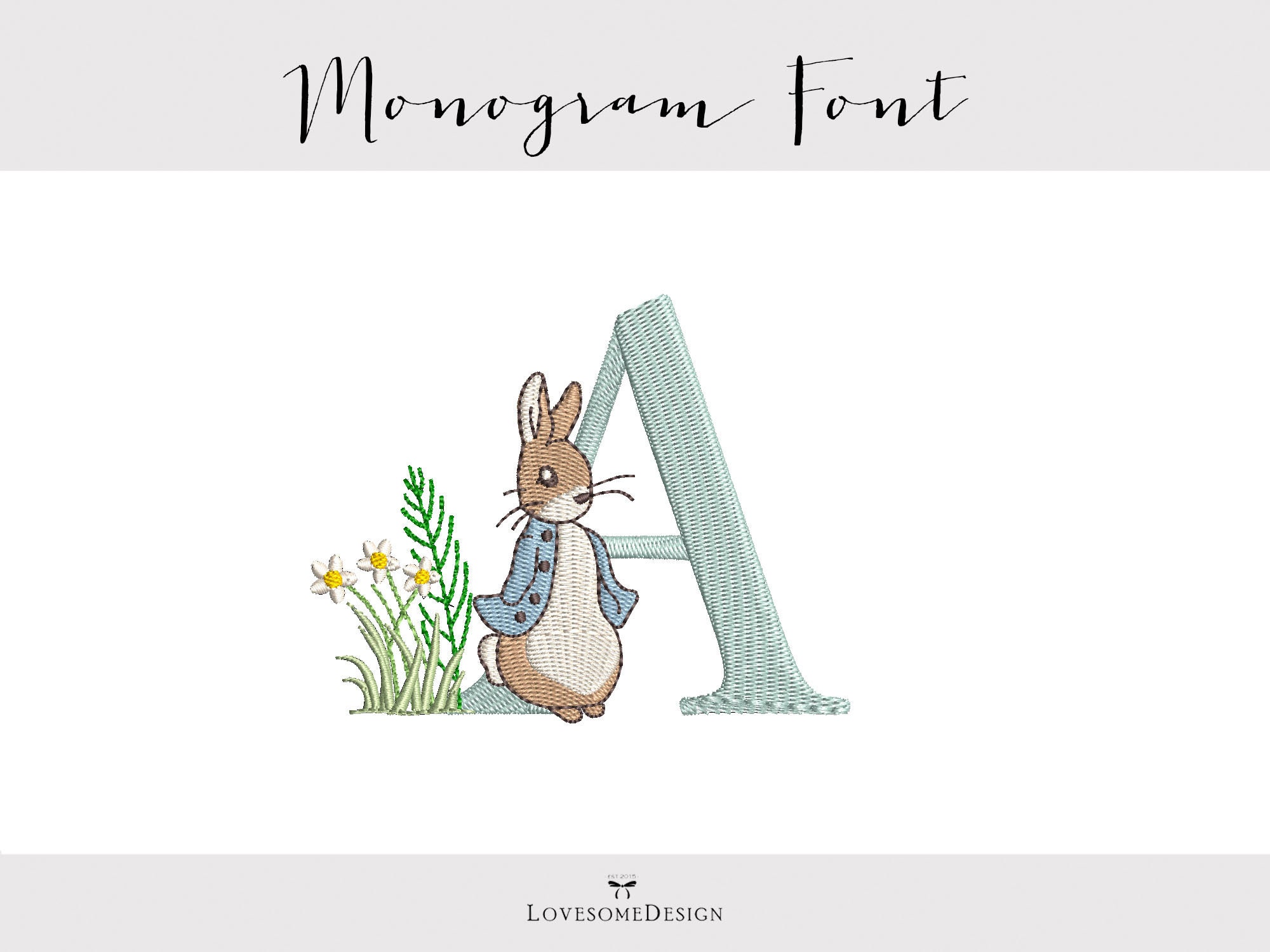 Peter Rabbit Monogram Font 3inch Embroidery Font Easter Bunny | Etsy