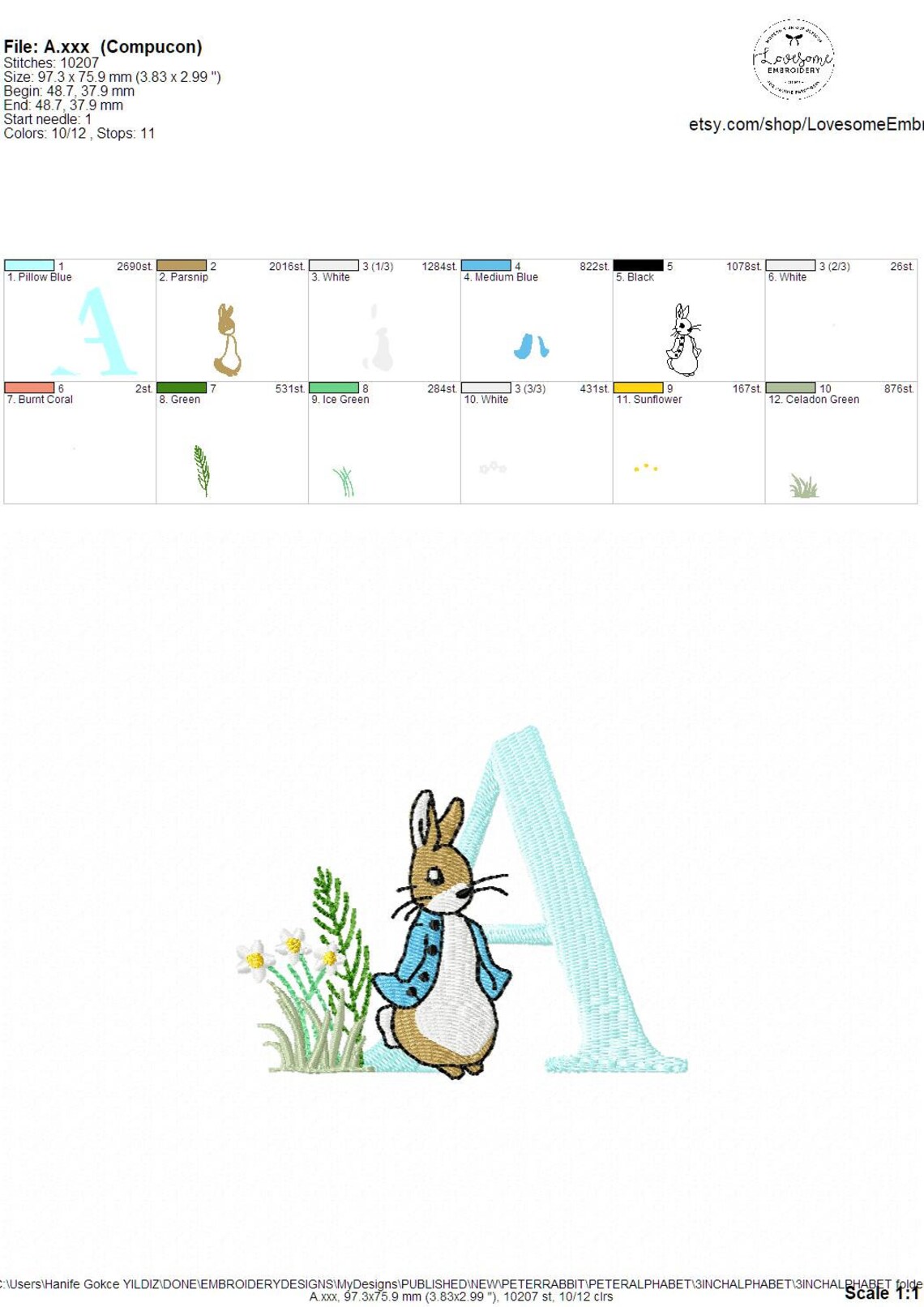 Peter Rabbit Monogram Font 3inch Embroidery Font Beatrix | Etsy