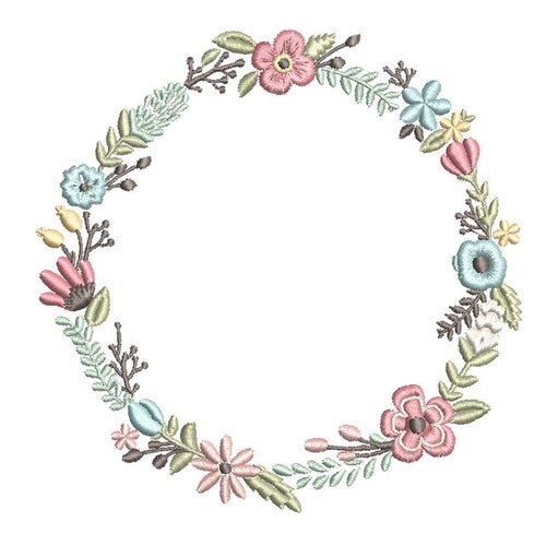 Floral Wreath Embroidery Design Flower Circle Frame Machine - Etsy