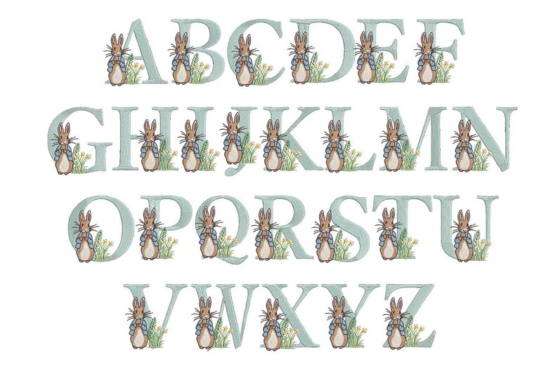 Peter Rabbit Alphabet 4inch A-Z Machine Embroidery Font - Etsy