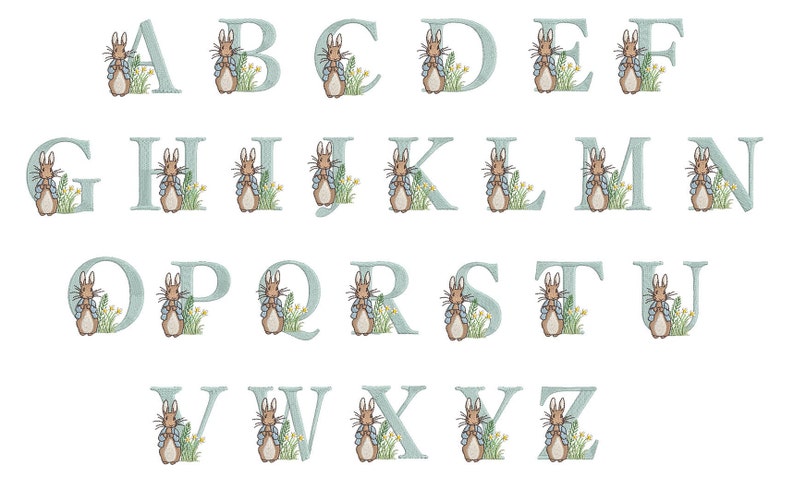 Peter Rabbit Alphabet 3inch A-Z Machine Embroidery Font - Etsy