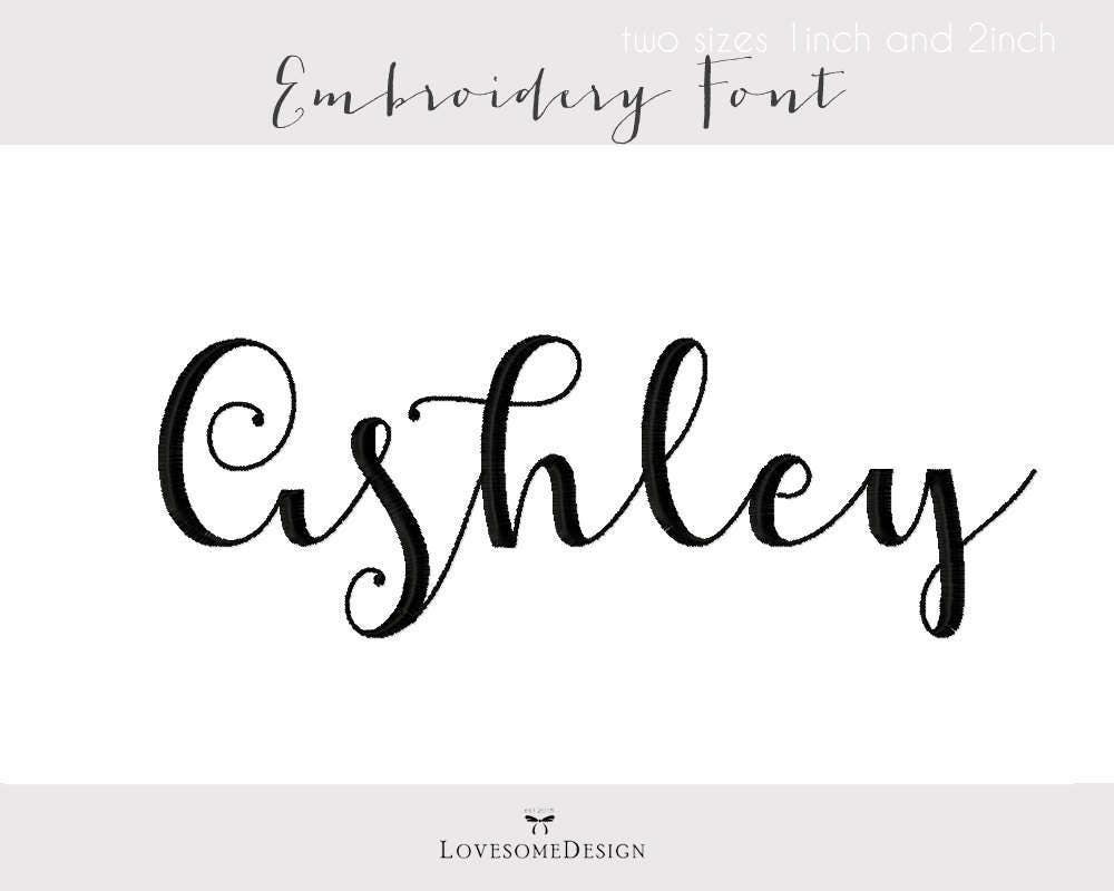 Ashley Font Two Sizes 1inch 2inch Embroidery Font Modern | Etsy
