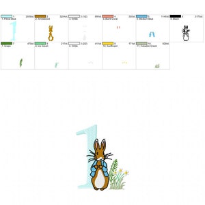 Peter Rabbit Numbers 4inch Embroidery Set Easter Bunny - Etsy