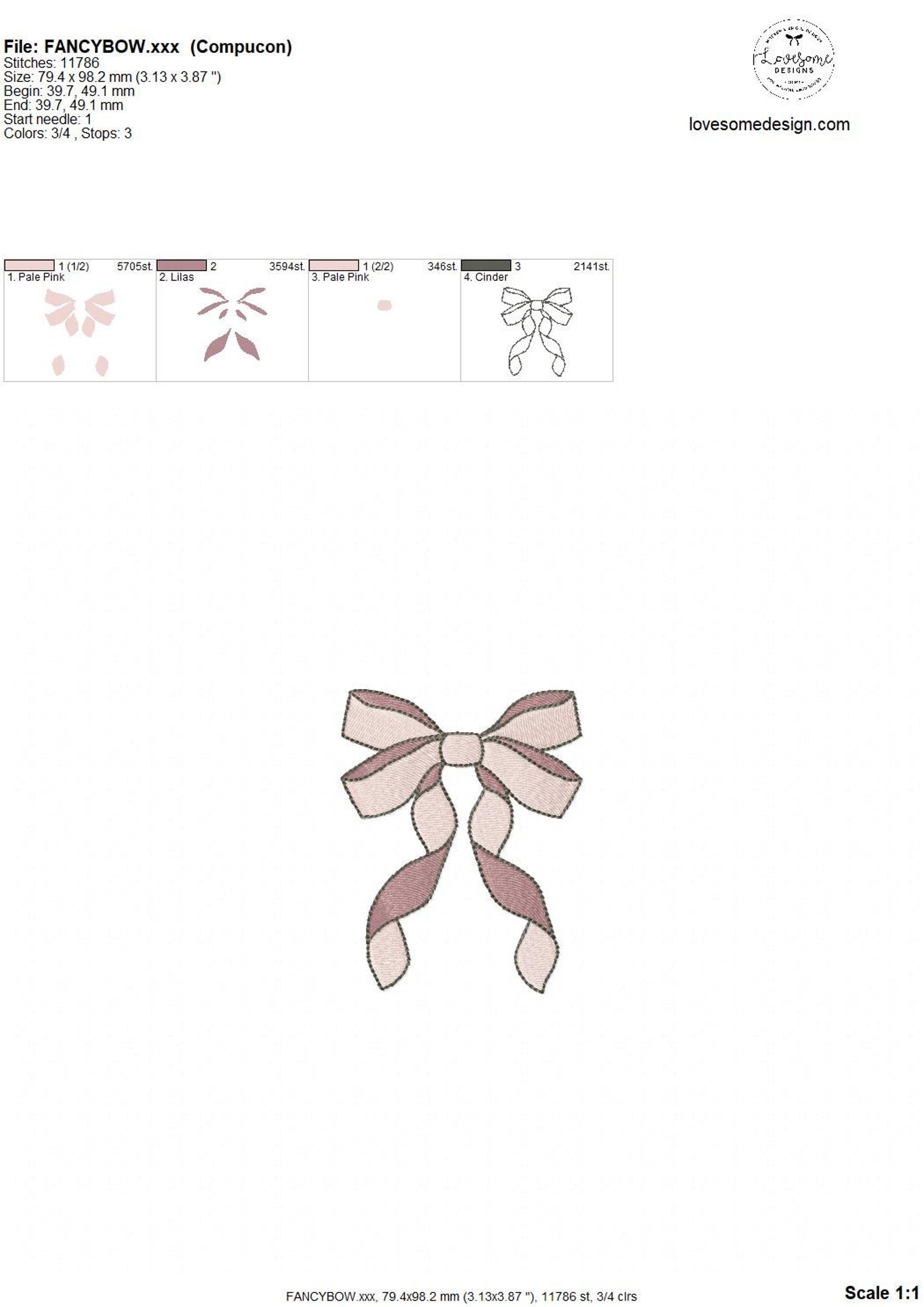 Fancy Bow Mini Embroidery Design Six Sizes Modern Decorative - Etsy