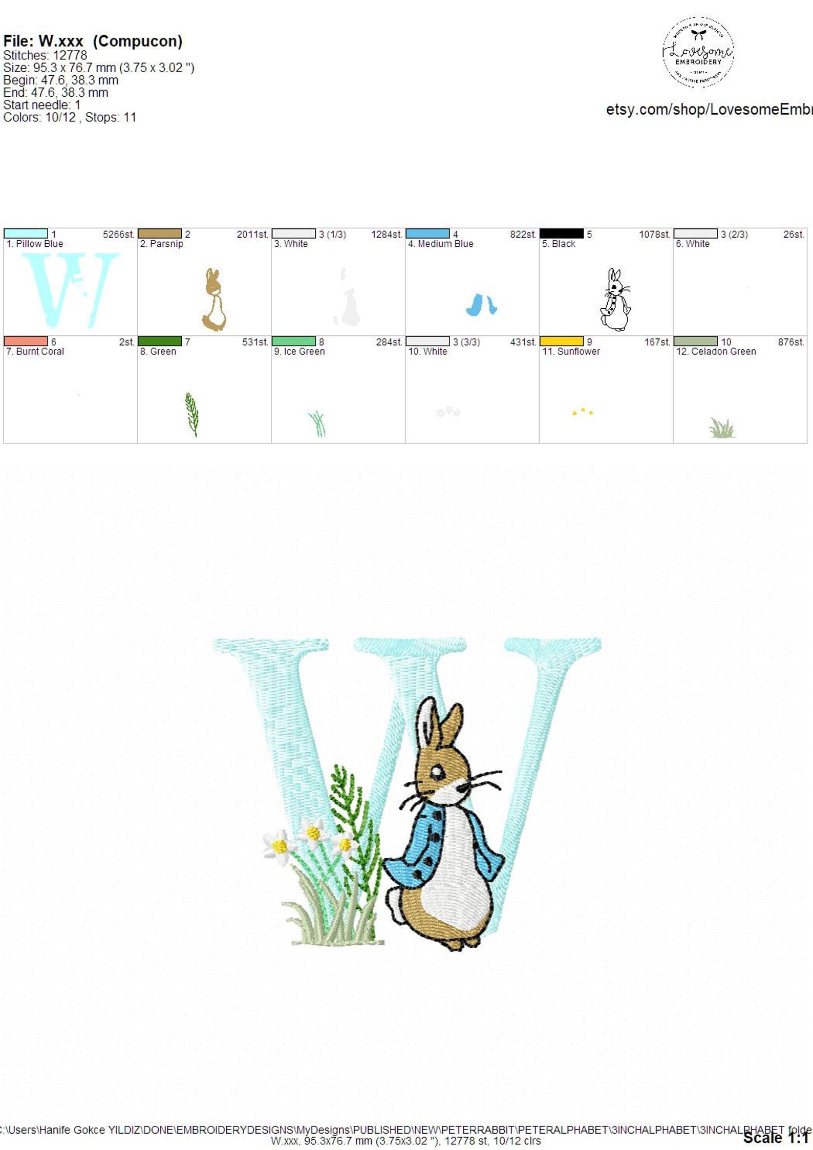 Peter Rabbit Monogram Font 3inch Embroidery Font Easter Bunny | Etsy