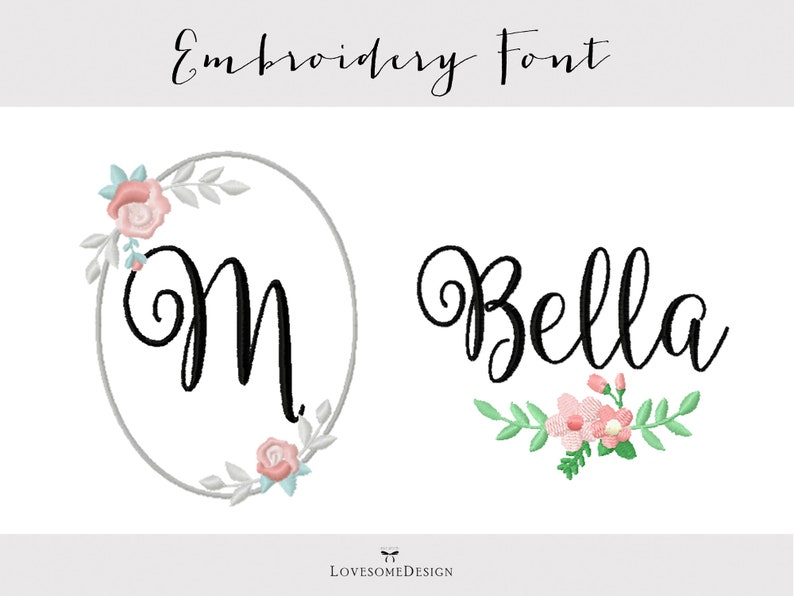 Bella 4inch Embroidery Font Modern Calligraphy Embroidery | Etsy