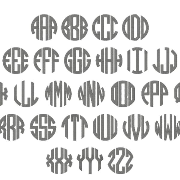 Circle Monogram Embroidery Font Bx Files - Etsy