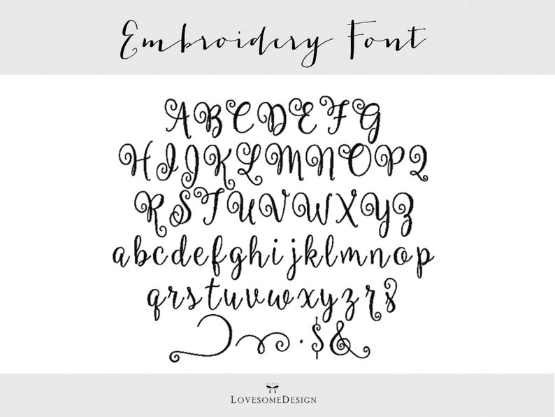 Bella 0.75inch Embroidery Font Modern Calligraphy Embroidery | Etsy