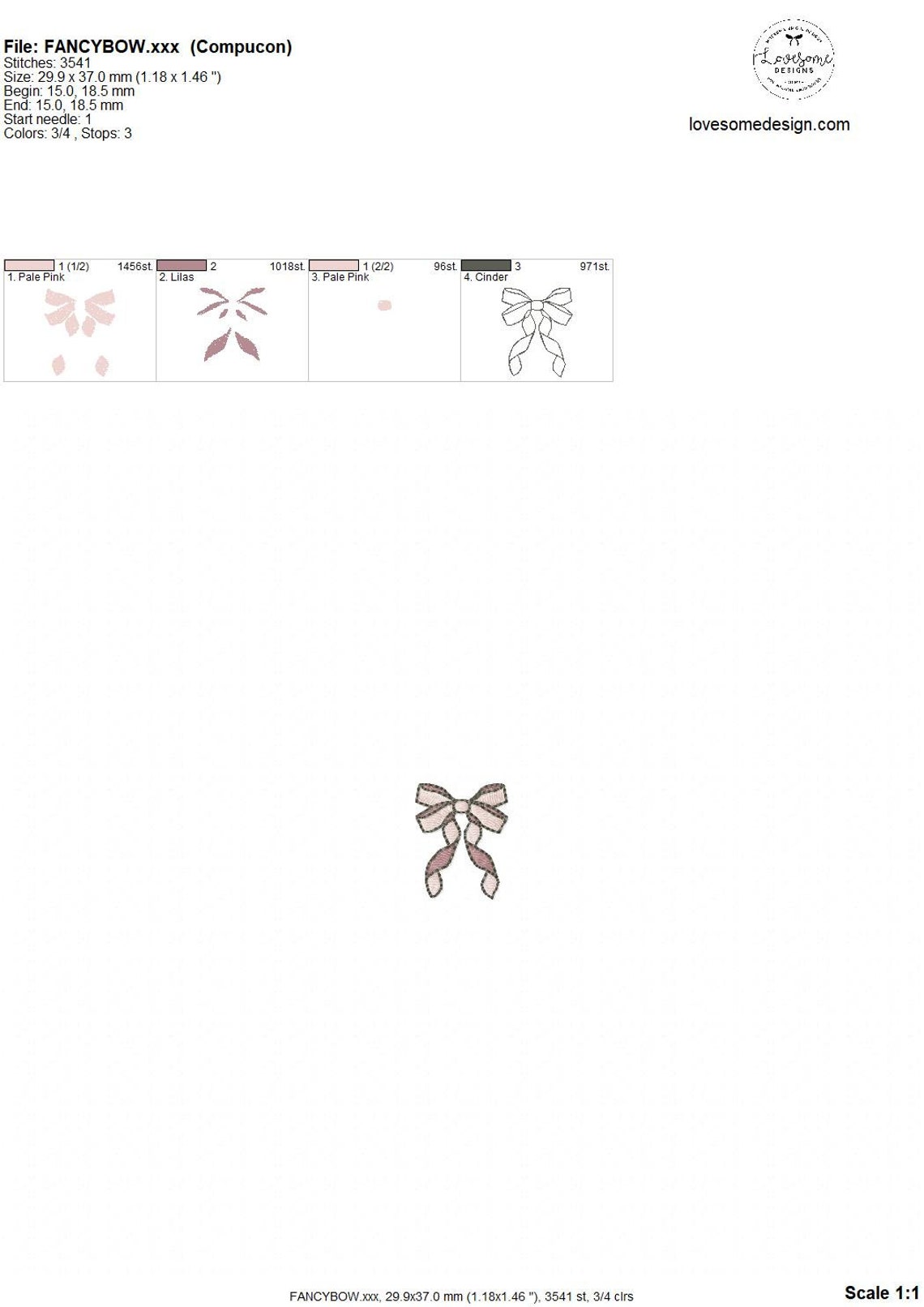 Fancy Bow Mini Embroidery Design Six Sizes Modern Decorative - Etsy