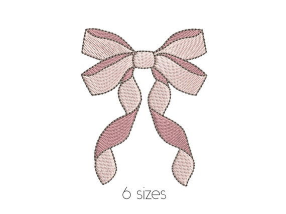 Fancy Bow Mini Embroidery Design Six Sizes Modern Decorative - Etsy