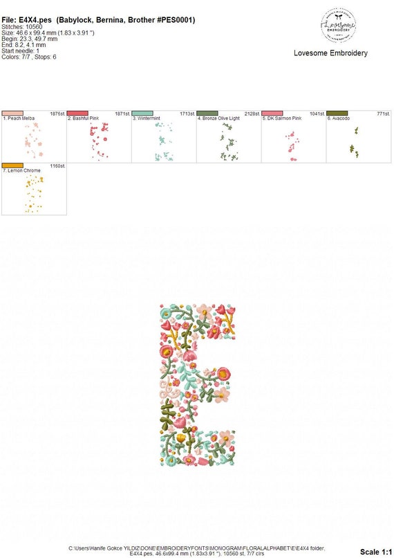 Embroidery Sewing & Fiber Machine Embroidery Design Capital Letter E ...