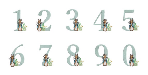 Peter Rabbit Numbers 5inch Embroidery Set Easter Bunny - Etsy