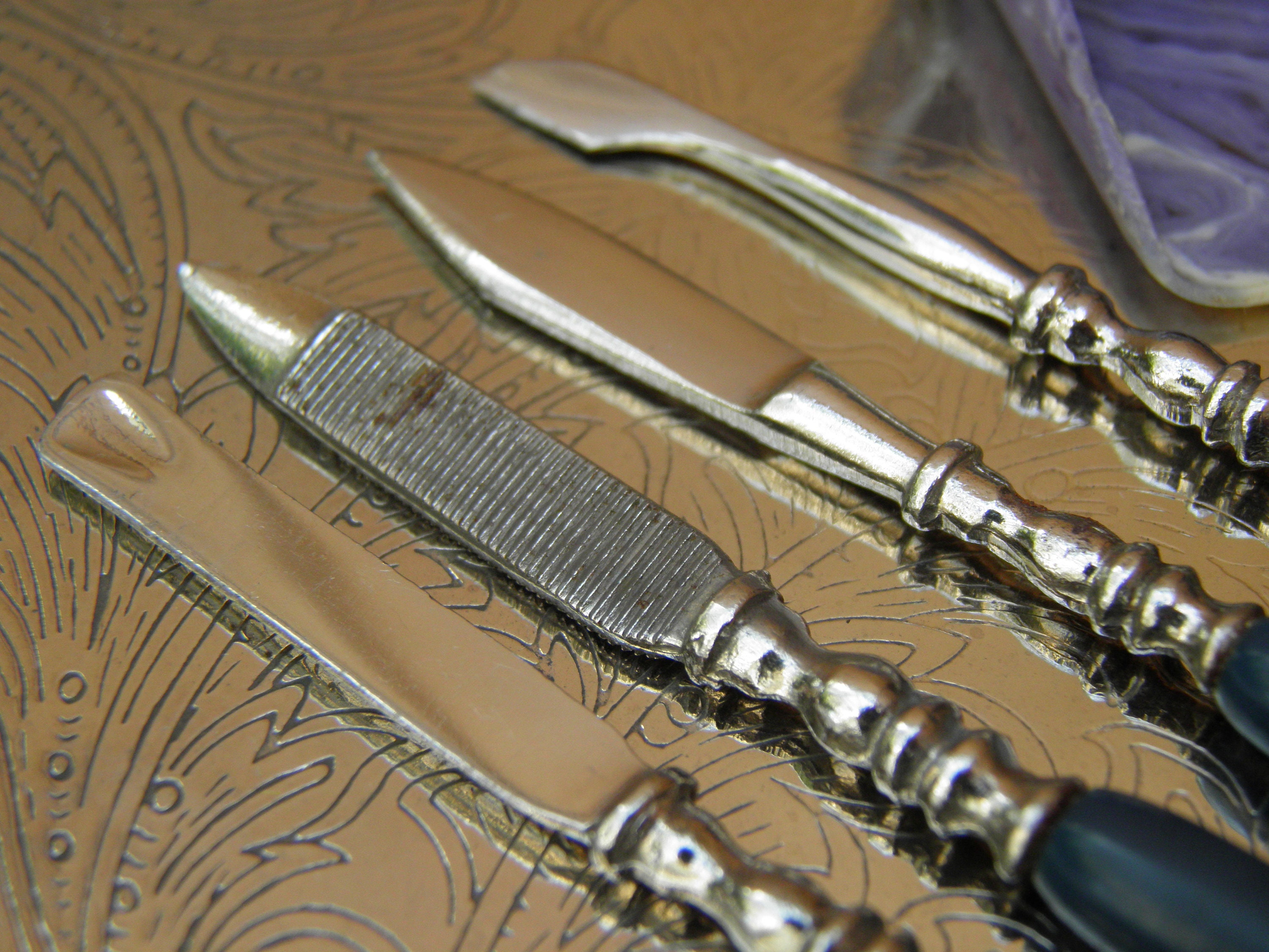 Vintage German Travel Manicure Set, C. 1920 1940's. Purple Celluloid ...