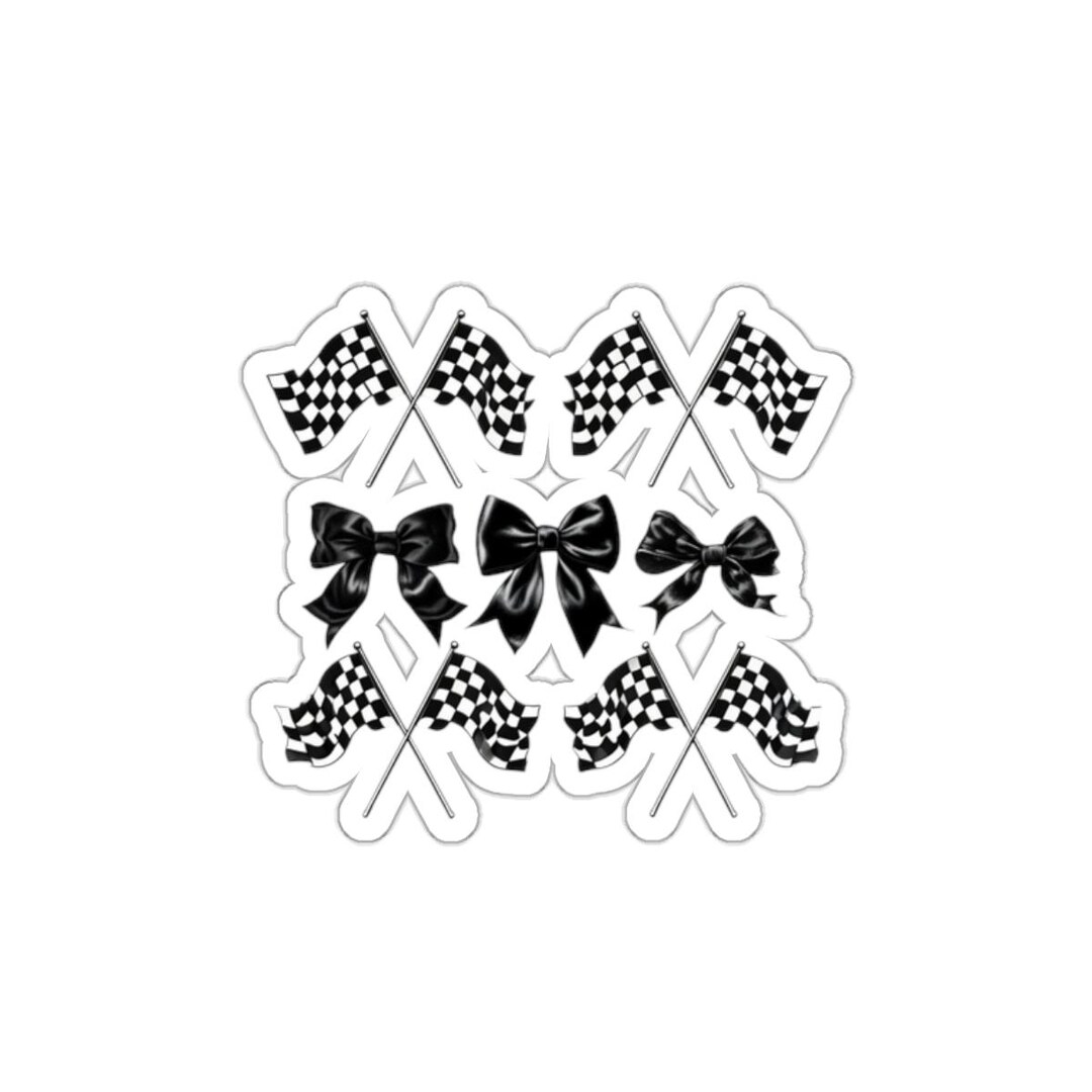Checker Flags and Black Bows Kiss-cut Sticker Racing Theme, Gift for ...