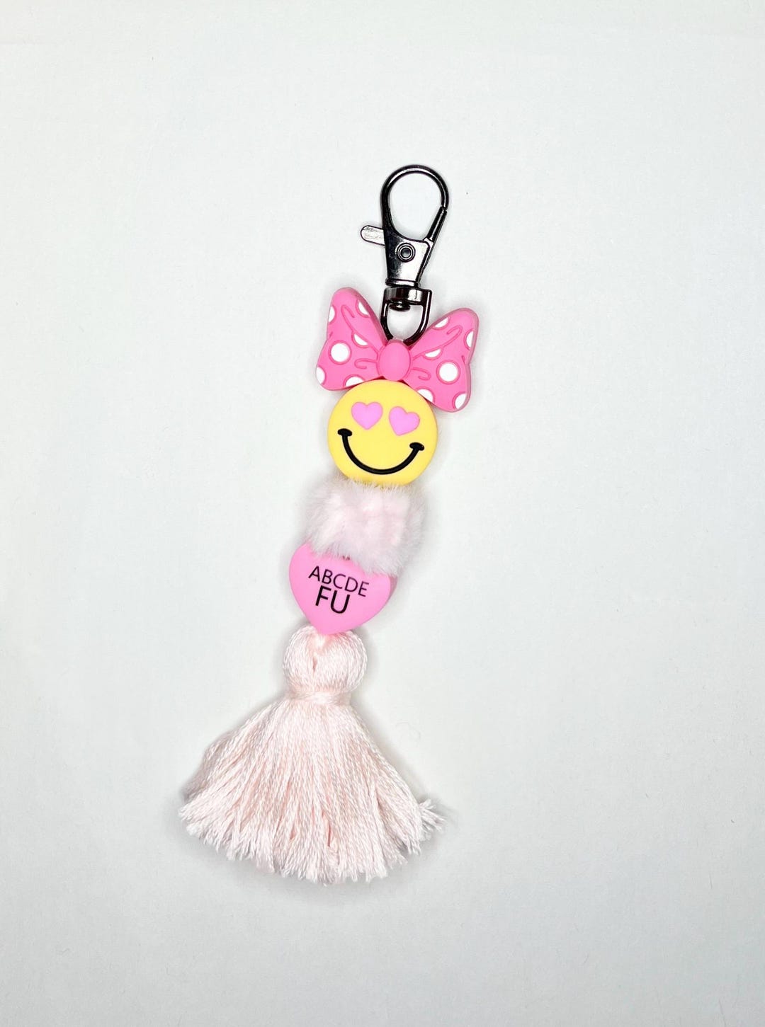 ABCDE FU Valentines Tassel Smiley Face Keychain Anti Valentine - Etsy