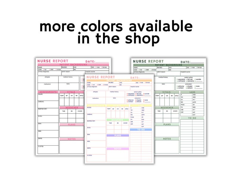 Nurse Report Sheet | Printable, Digital | Nurse Brain Sheet, Single ...