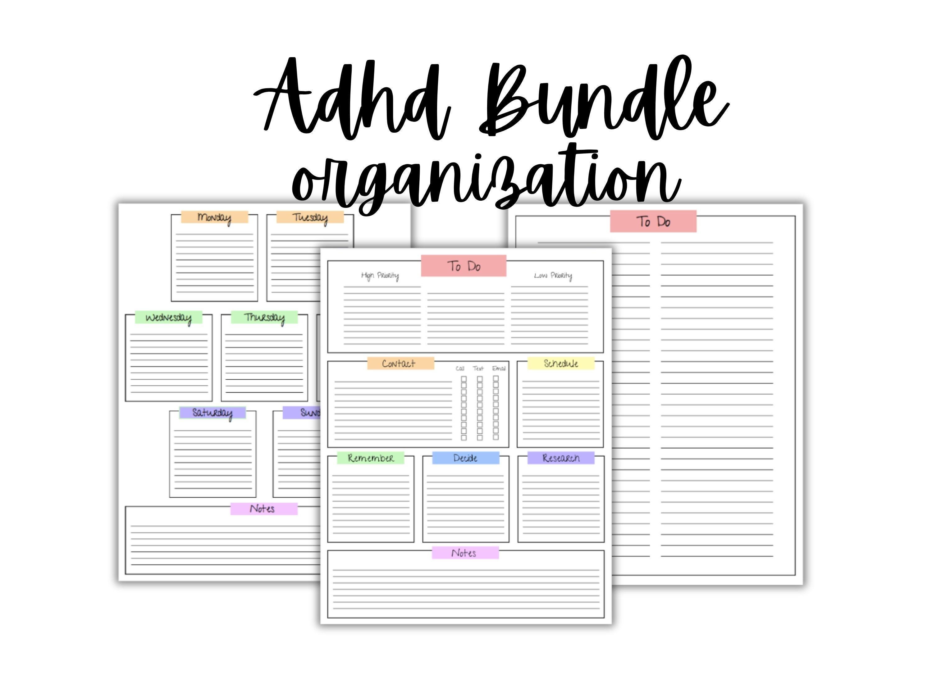 Printable ADHD Brain Dump Sheet Bundle | Adult ADHD Planner | Daily to ...
