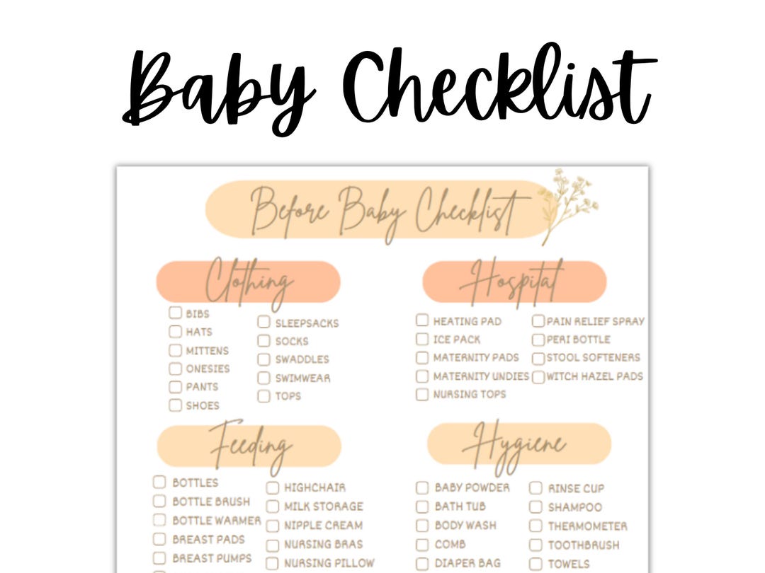 Baby Essentials Checklist Printable, Newborn Checklist, Baby Registry ...