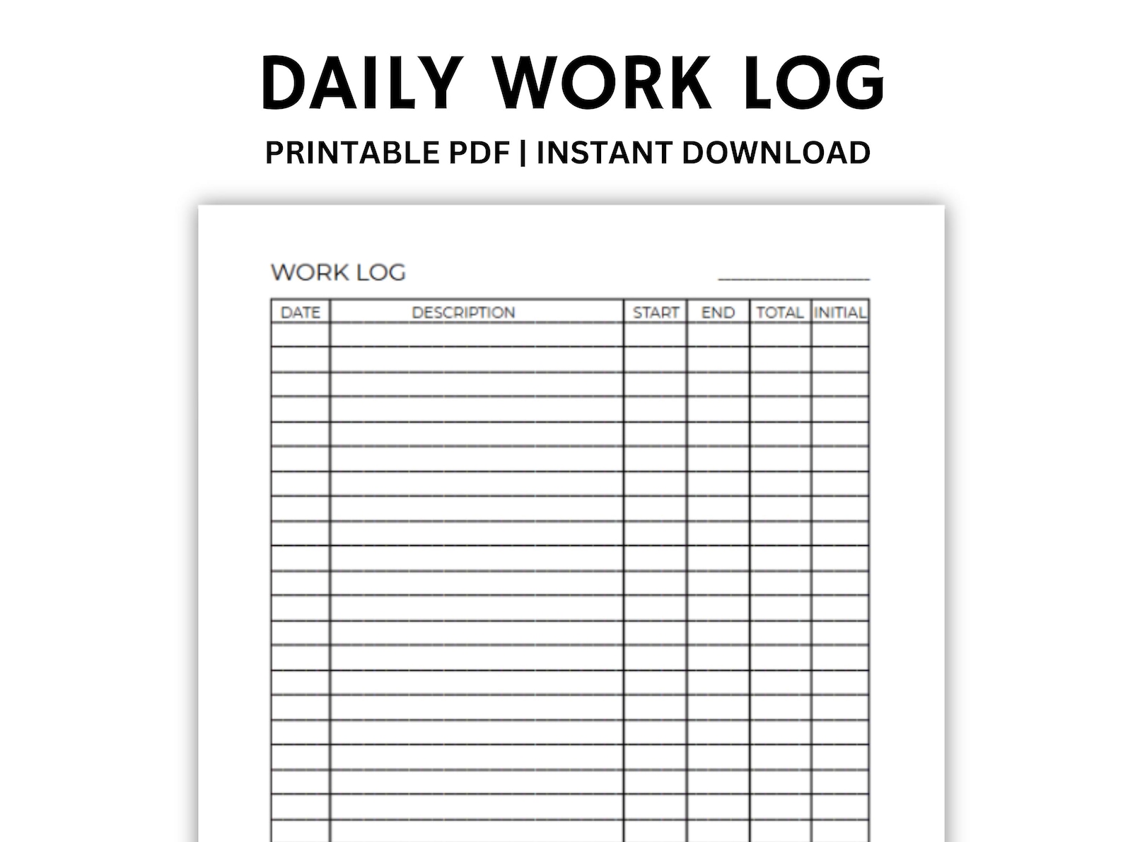 Employee Work Hours Log, Printable PDF, Daily Time Sheet Log ...
