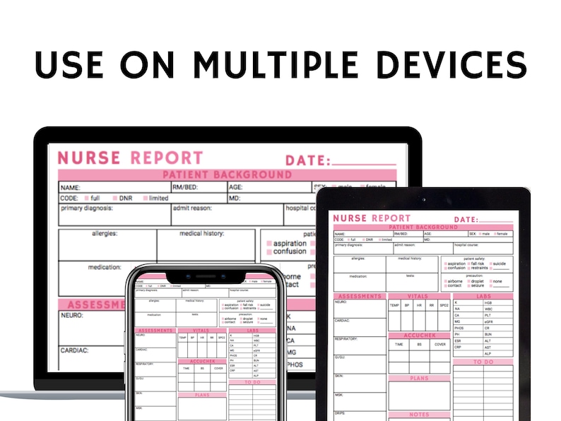Nurse Report Sheet | Printable, Digital | Nurse Brain Sheet, Single ...