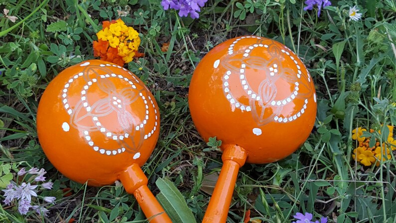 Orange Maraca pair - Etsy