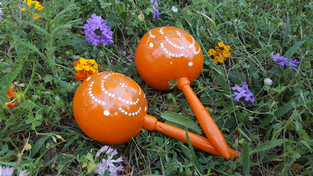 Orange Maraca pair - Etsy