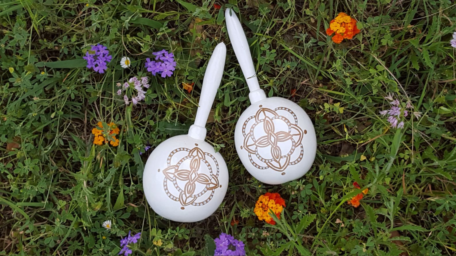 White Maraca pair - Etsy