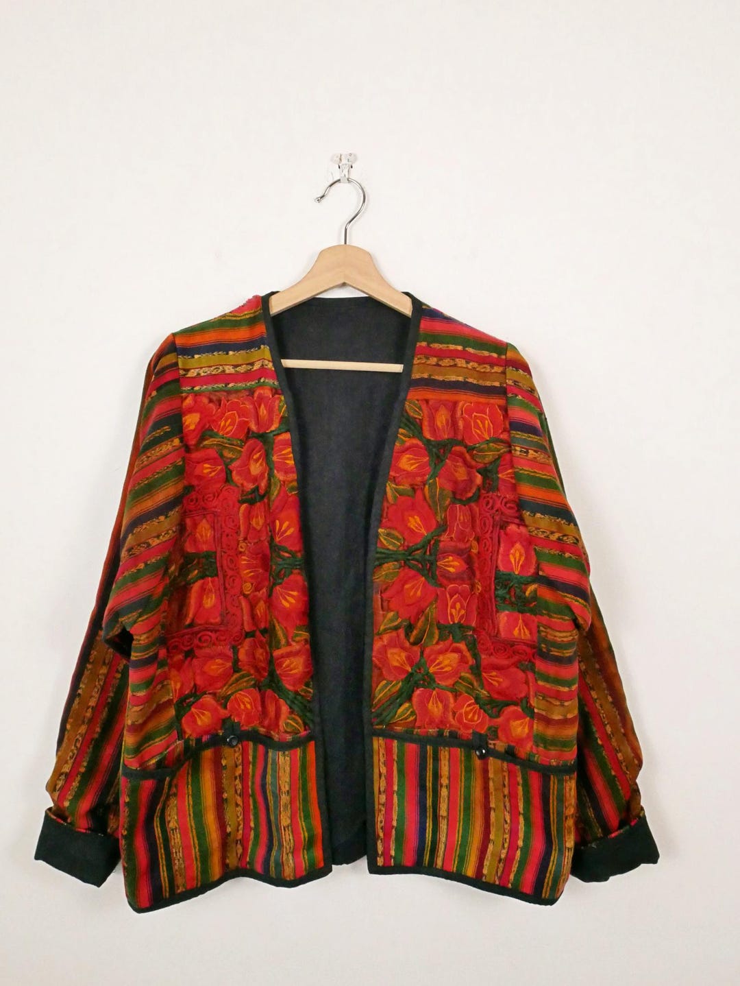 Vintage Guatemala Ethnic Handmade Embroidered Jacket/reversible - Etsy