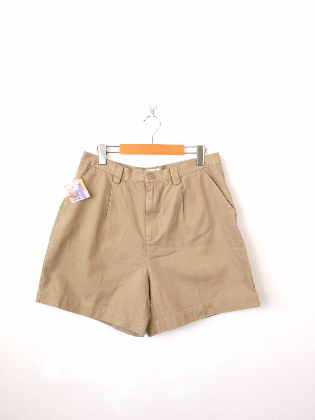 Unworn-vintage Beige High Waisted Pleated Cotton Shorts/minimal Shorts ...