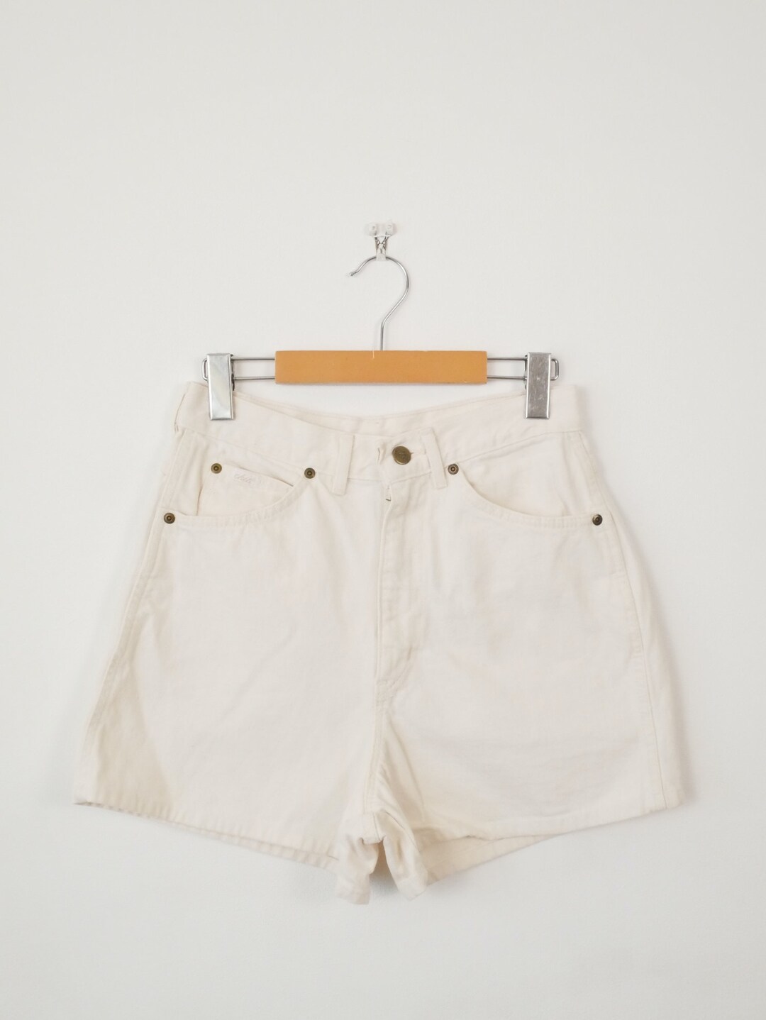 Vintage Chic Ecru/off White Denim High Waisted Shorts/jean Shorts/w26 ...