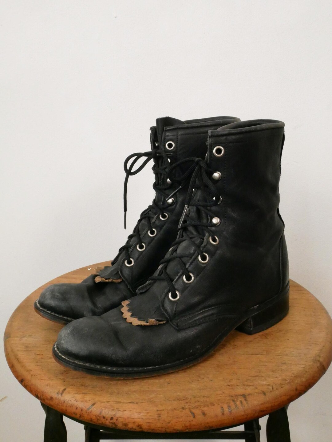 Vintage Laredo Leather Kiltie Black Brown Roper Boots/women's 9M - Etsy