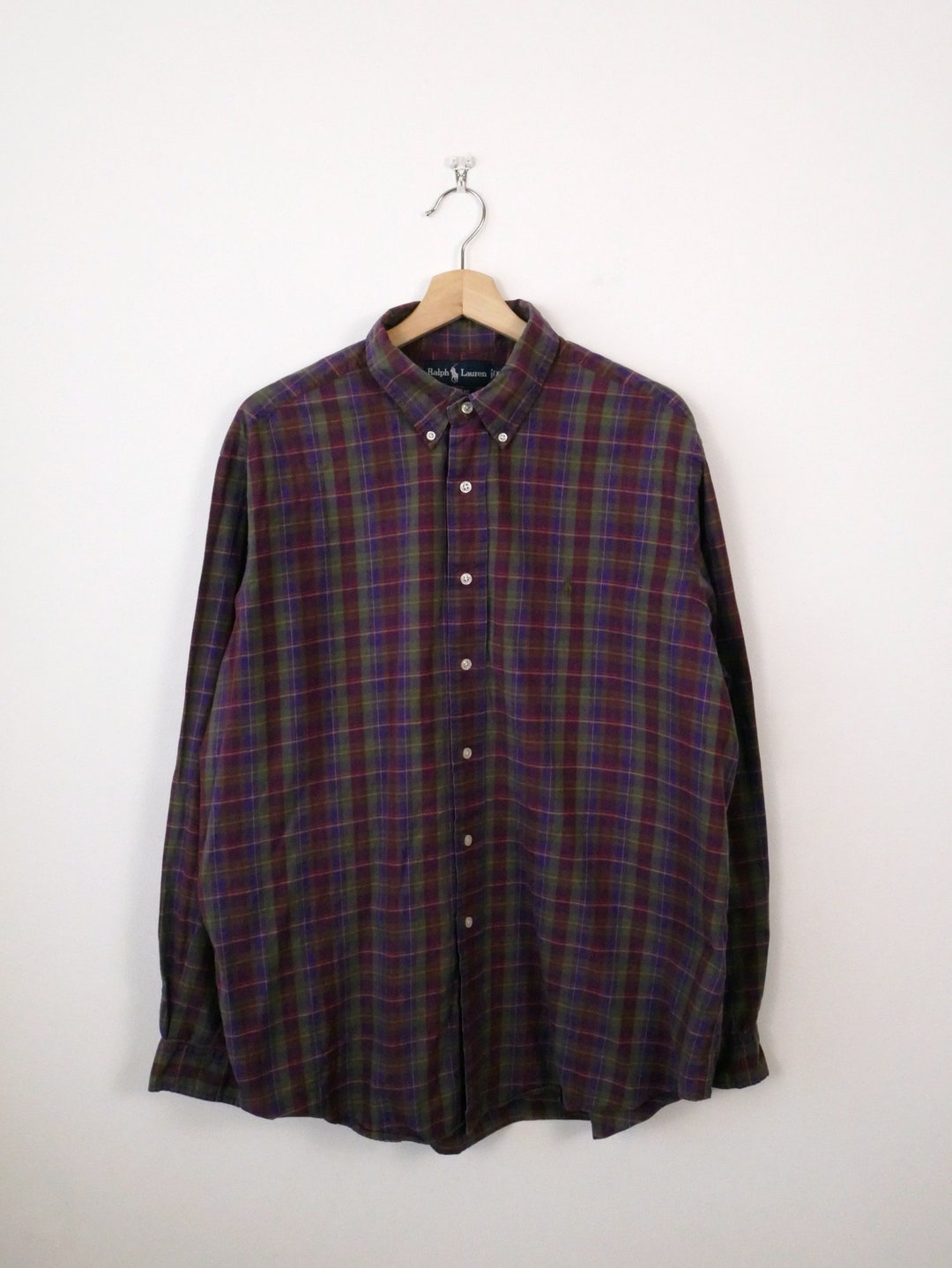 Polo Ralph Lauren Purple/green Check Cotton Long Sleeve Shirt/men's ...