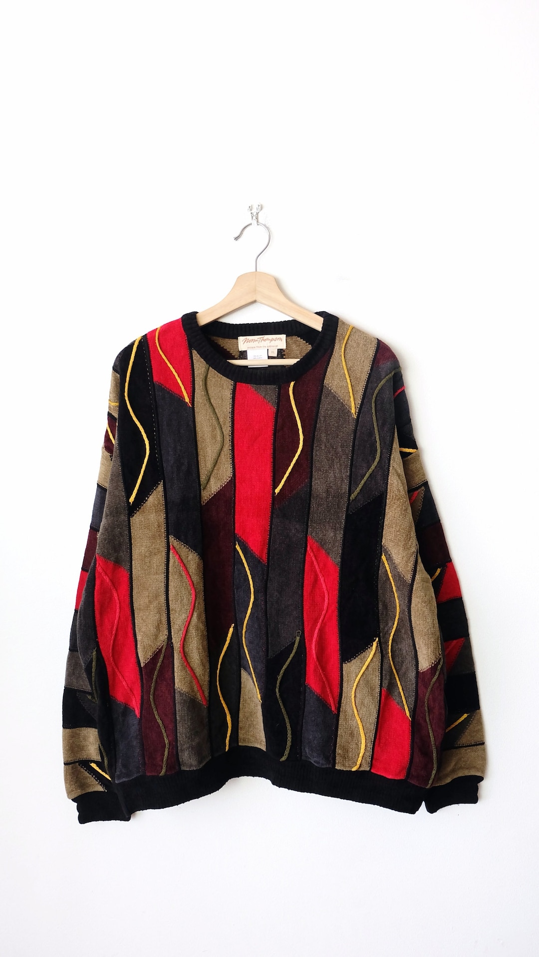 Vintage Abstract 3D Textured Crewneck Sweater/jumper/boyfriend Sweater ...