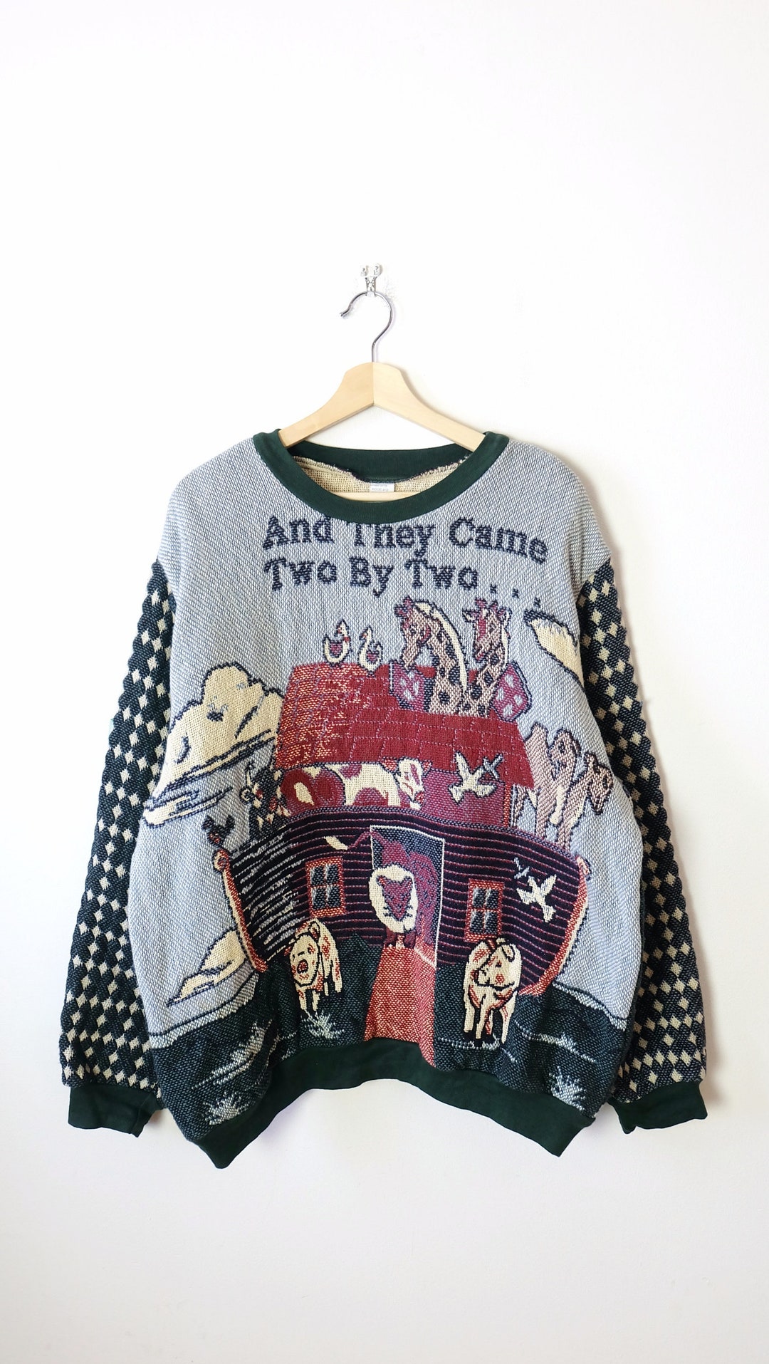 Vintage Animal Theme/ark Pattern Tapestry Sweatshirt/animal Went in Two ...