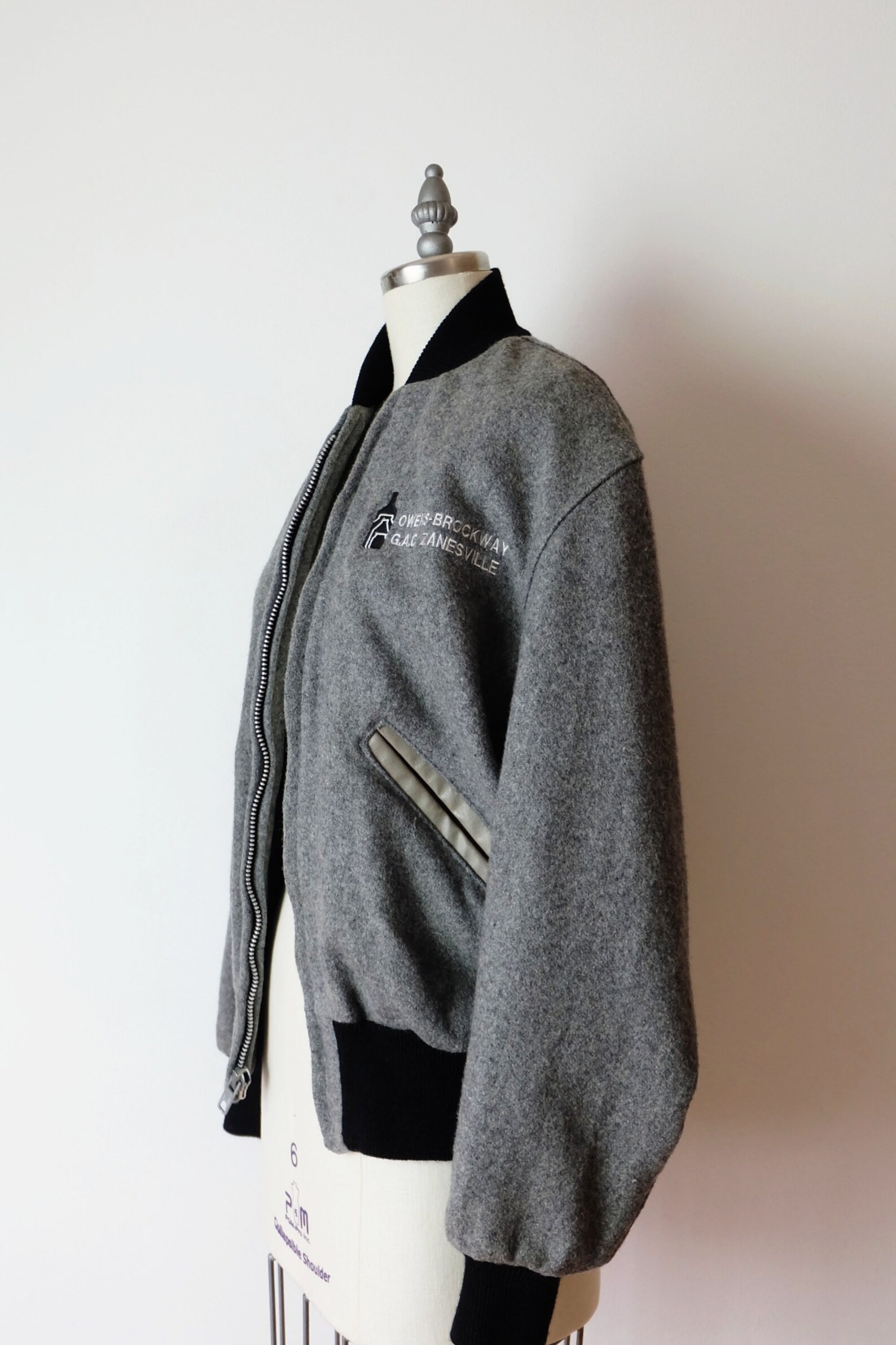 Vintage Gray/grey X Black Trim Wool Varsity Jacket/college | Etsy