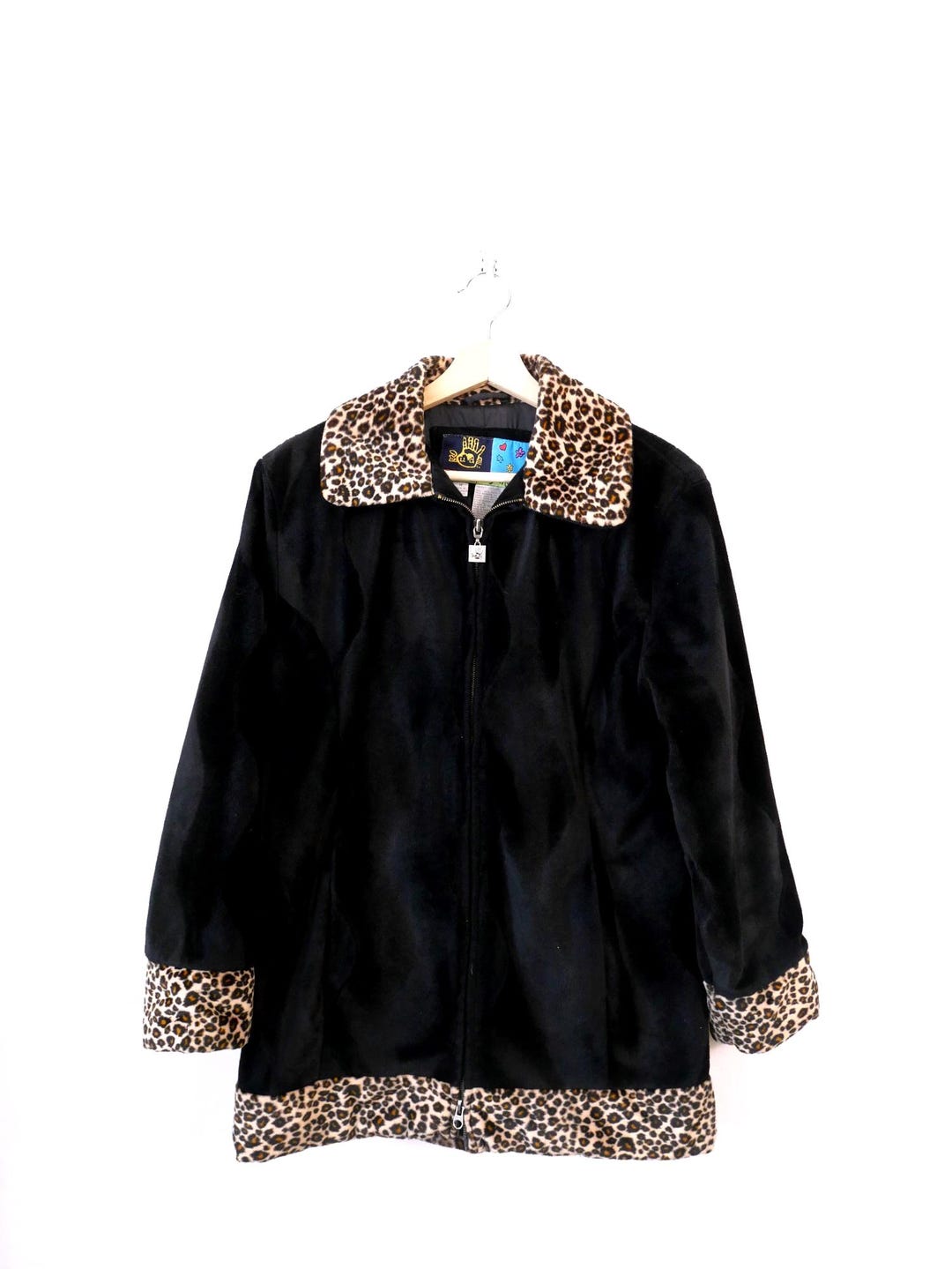 Vintage 1990s Our Name is Mudd Women's Black Leopard Trim Coat - Etsy