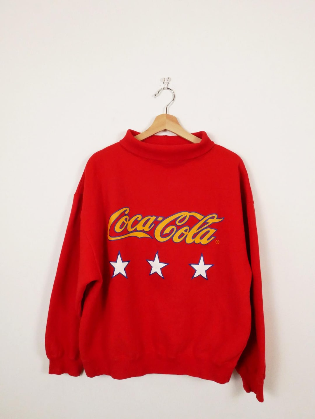 Vintage 1990s Coca Cola Logo Turtle Neck Sweatshirt - Etsy