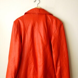Vintage Women's Fire Orange Leather Jacket/button up Jacket - Etsy