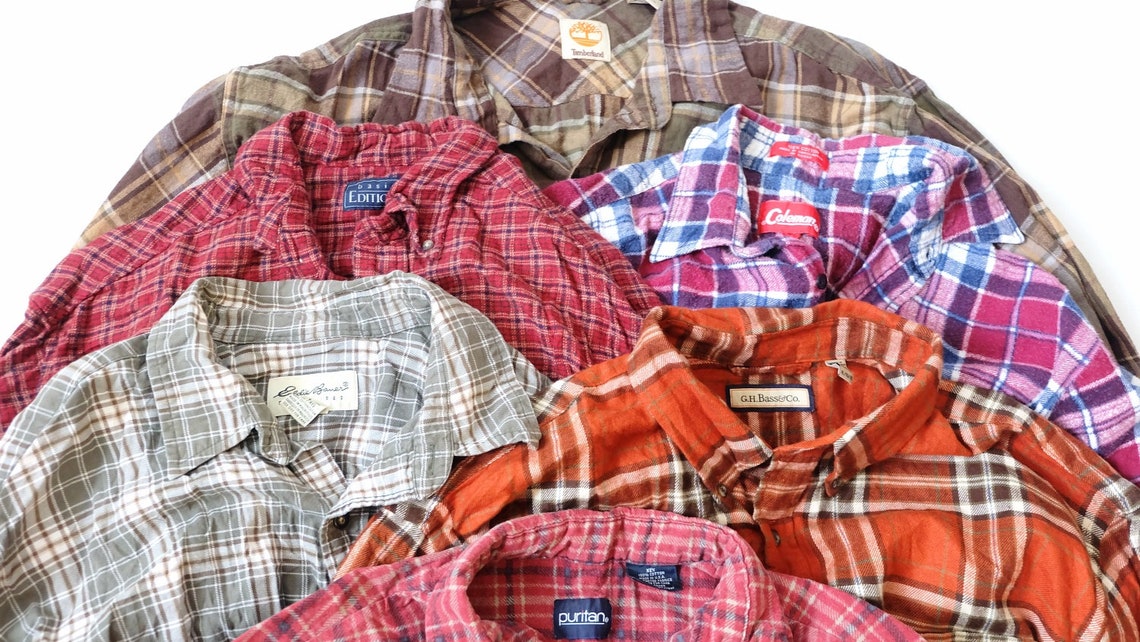 Set of 5/wholesale Vintage/upcycled Men's Flannel - Etsy