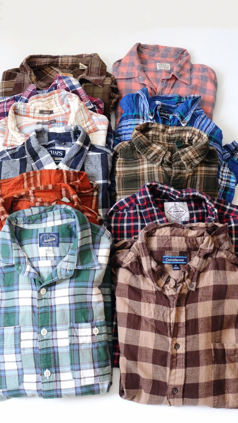 Set of 5/wholesale Vintage/upcycled Men's Flannel - Etsy